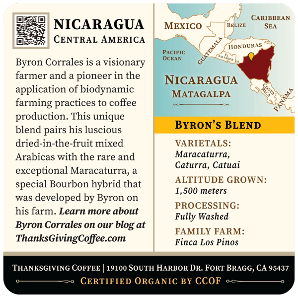 Byron's Blend Nicaraguan Coffee Beans – Thanksgiving Coffee Company